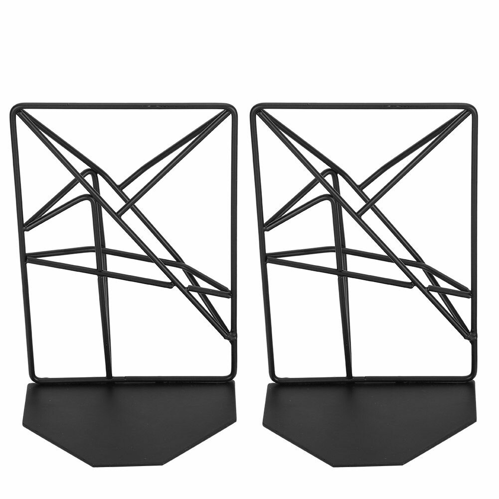 2 шт. подставки для книг с твердой геометрией, металлический полый стол, нескользящая полка для книг, сверхмощная, черная