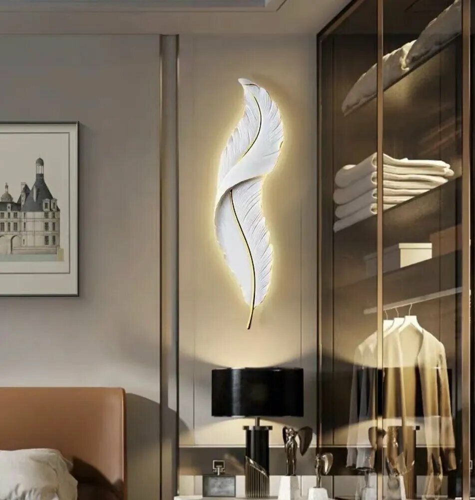 Бра, LED, 18 Вт，Белое перо，Бра, LED, 18 Вт，Белое перо，Бра, LED, — фото 1