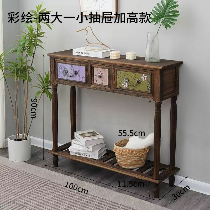 Консоль I126, рустикальный стиль, для офиса, деревянная, 100x30x90 см