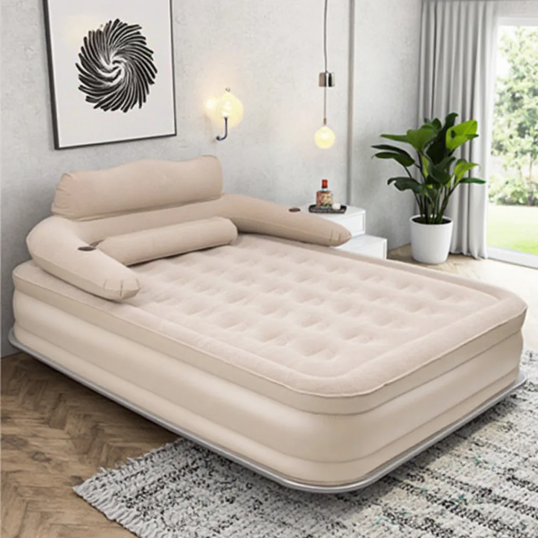 Двуспальная надувная кровать Бежевая 200х150х40 см, нагрузка до 250кг