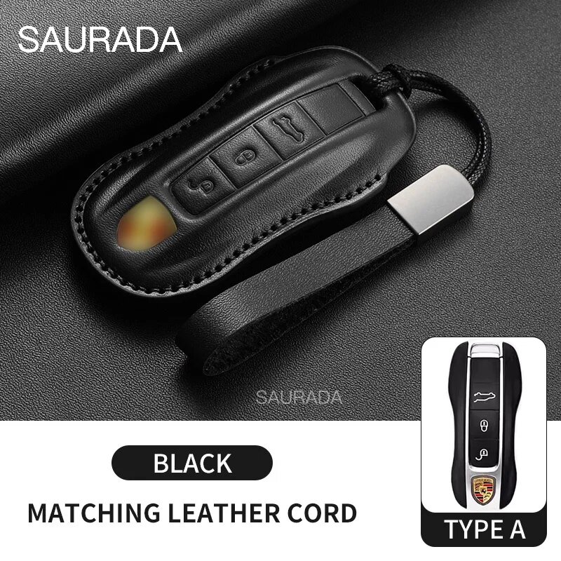 Брелок для автомобильного ключа из натуральной кожи, чехол для Porsche Panamera A Styling Black2