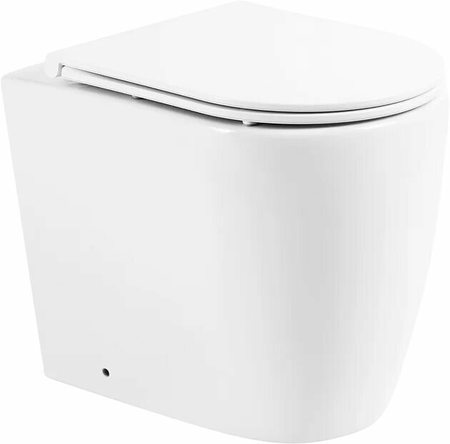 Унитаз приставной напольный BelBagno Marino BB105CBR с микролифтом, безободковый, без бачка, фарфоровый, антивсплеск, белый овальный