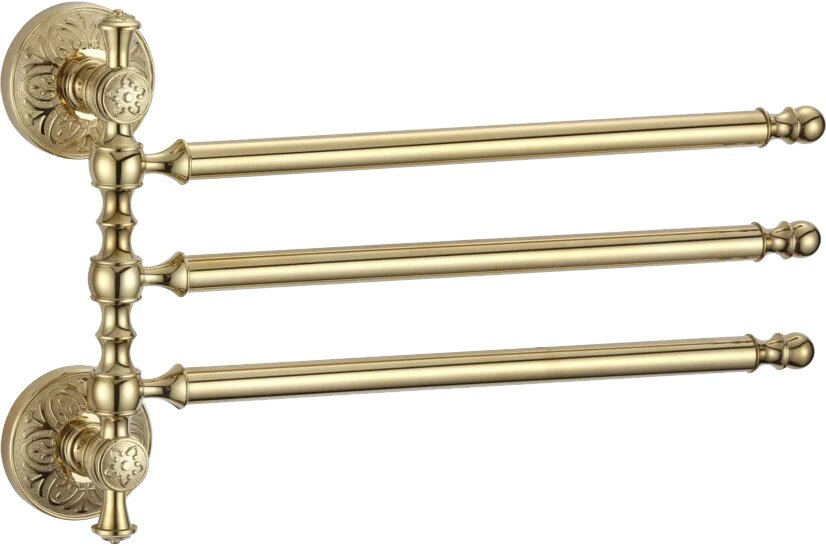 Держатель для полотенец Savol 58 b S-005803B поворотный, золотой, глянцевый, латунный, держатель для полотенец в ванную, тройной, круглый, в стиле ретро