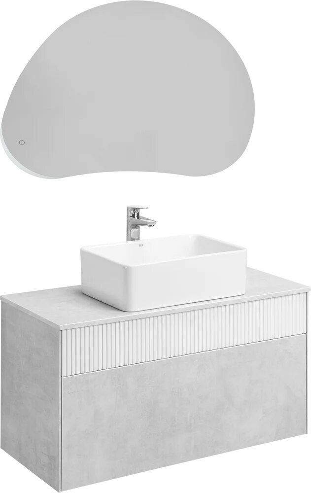 Мебель для ванной комнаты AQUATON Марбл 100 слэйт, белая матовая, раковина 32700B000