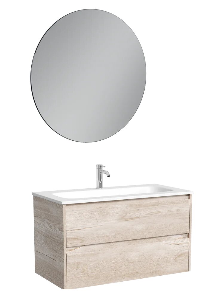 Мебель для ванной комнаты Sancos Libra 90 подвесная, дуб галифакс натуральный, раковина СN7019