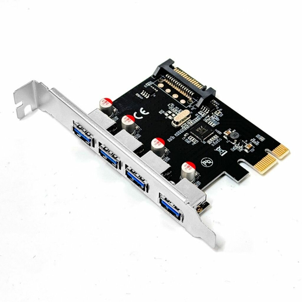 4-портовый USB-адаптер PCI Express с универсальной совместимостью, - Красный конденсатор