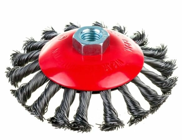 Щетка-крацовка коническая для УШМ , стальная проволока, 100 мм, GROSSMEISTER