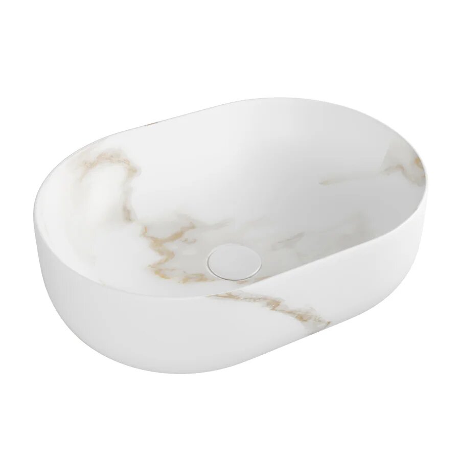 Накладная раковина Teymi Solli Artceramic 49 накладная, без отверстия под смеситель, фарфоровая, овальная, раковина для ванной, белая, матовая