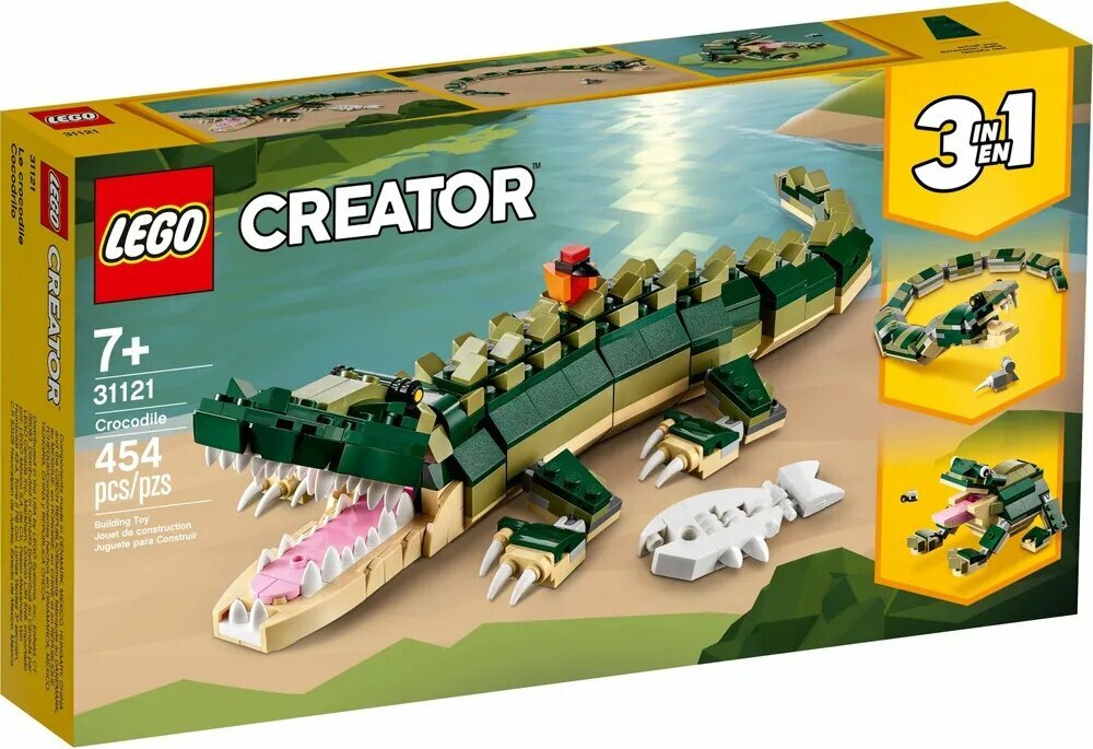 Лего Creator 3-in-1 серия, LEGO 31121 Crocodile, lego конструктор для мальчика, лего для девочек