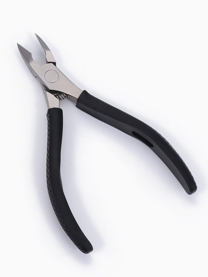 Кусачки педикюрные, скрытая пружина, прорезиненная ручка, 11 см, длина лезвия-12 мм, чёрные, серебристые