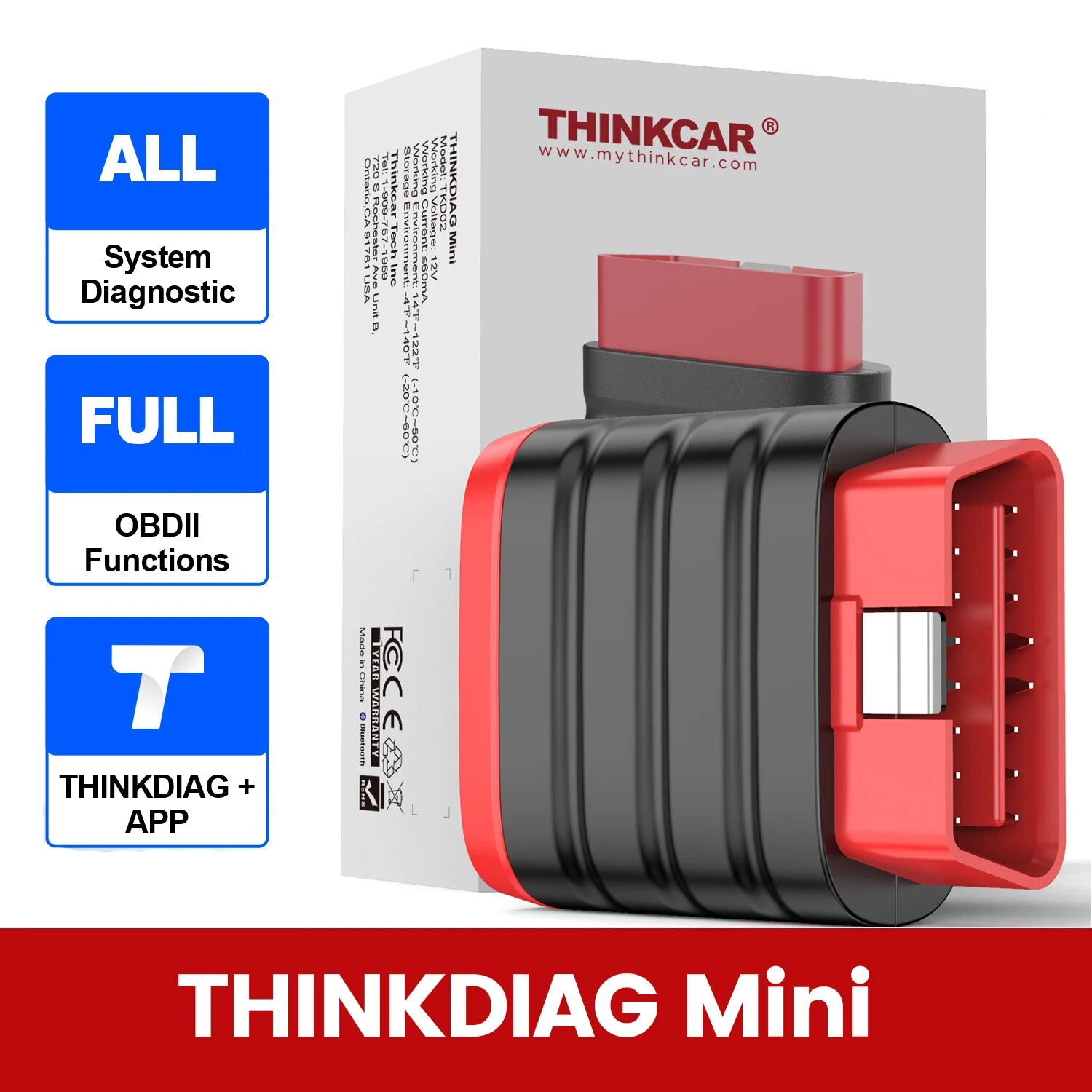 THINKCAR THINKDIAG Mini obd OBD2 Сканер Всесистемная диагностика Автоматический сканер VIN Пожизненное бесплатное обновление для всех автомобилей после 1996 года, THINKDIAG Mini