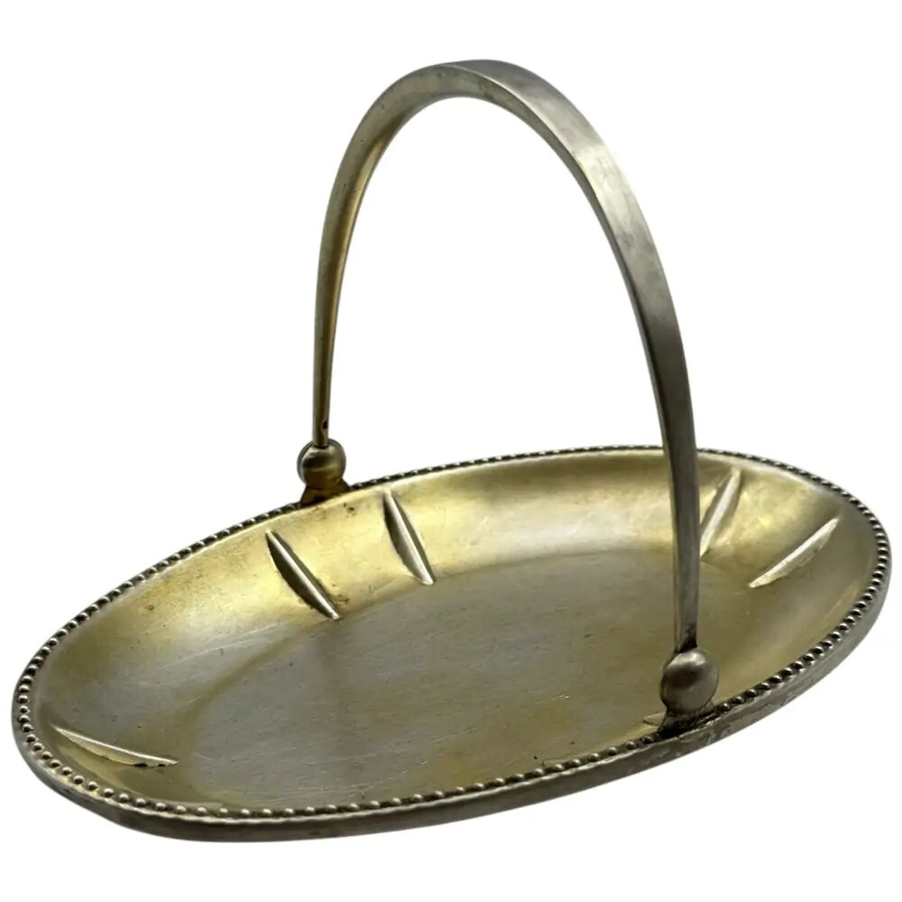 Лимонница (орешница, вазочка) с ручкой, серебро 875, ТФ7, 1957 г, Таллинская ювелирная фабрика, СССР