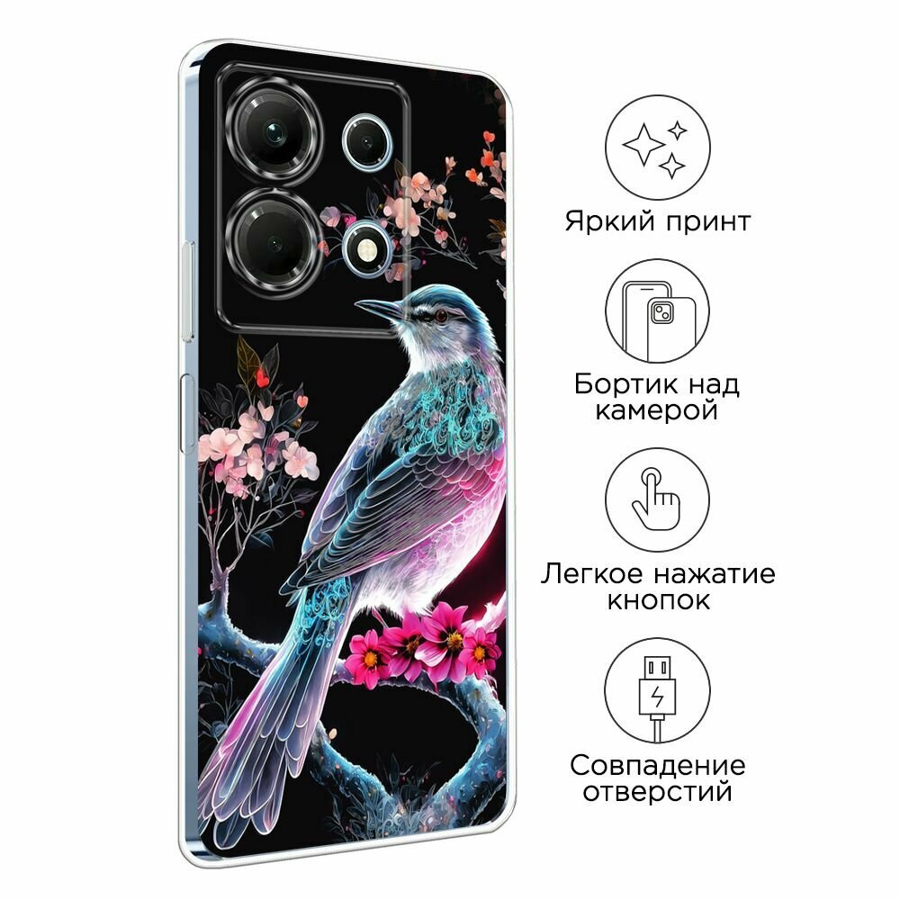 Чехол на Infinix Note 30 4G / Инфиникс Нот 30 4G с принтом "Птица на цветущем дереве" — фото 1