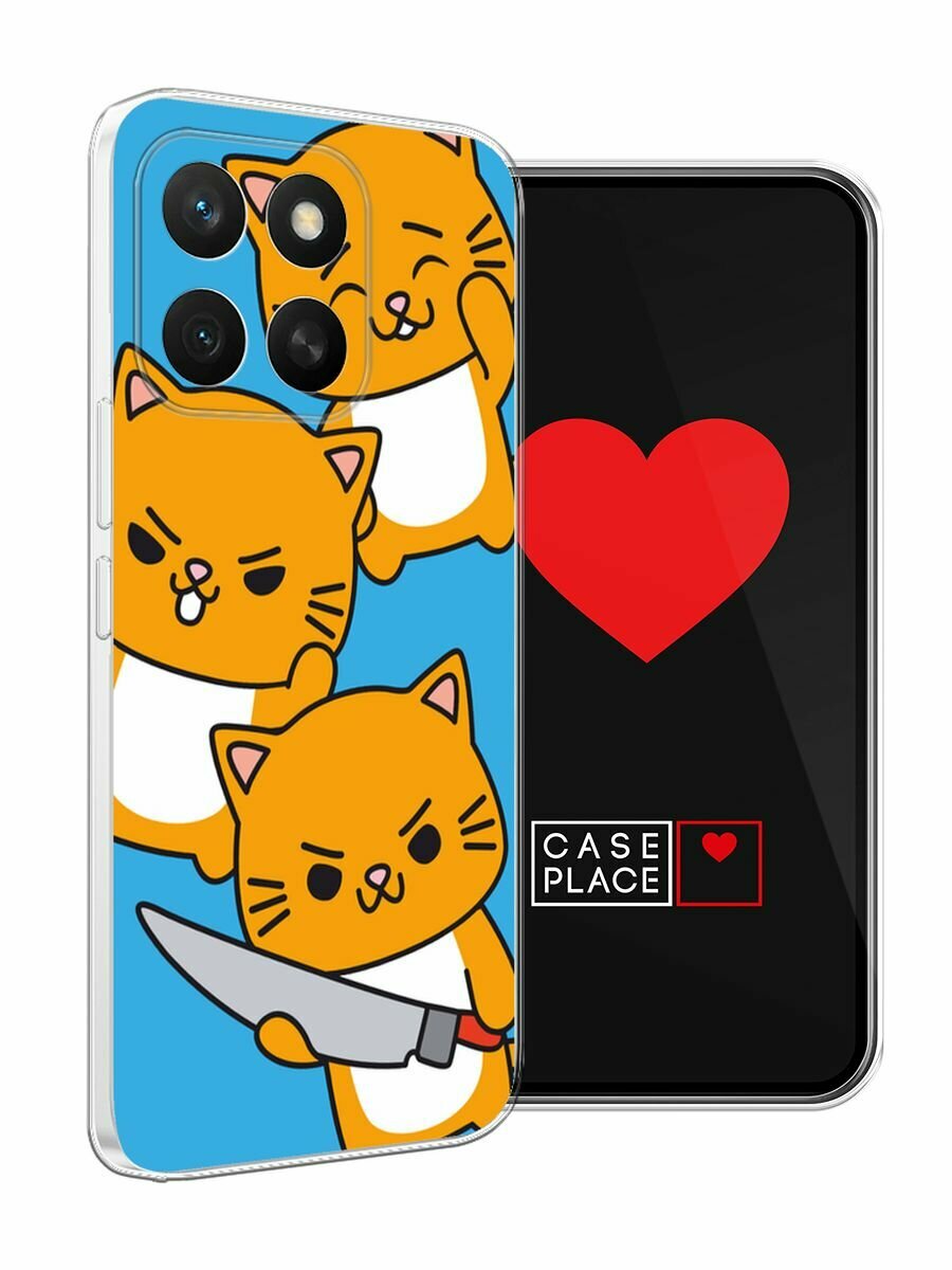Силиконовый чехол на Honor X8c / Хонор X8c с принтом "Опасные котики" — фото 1