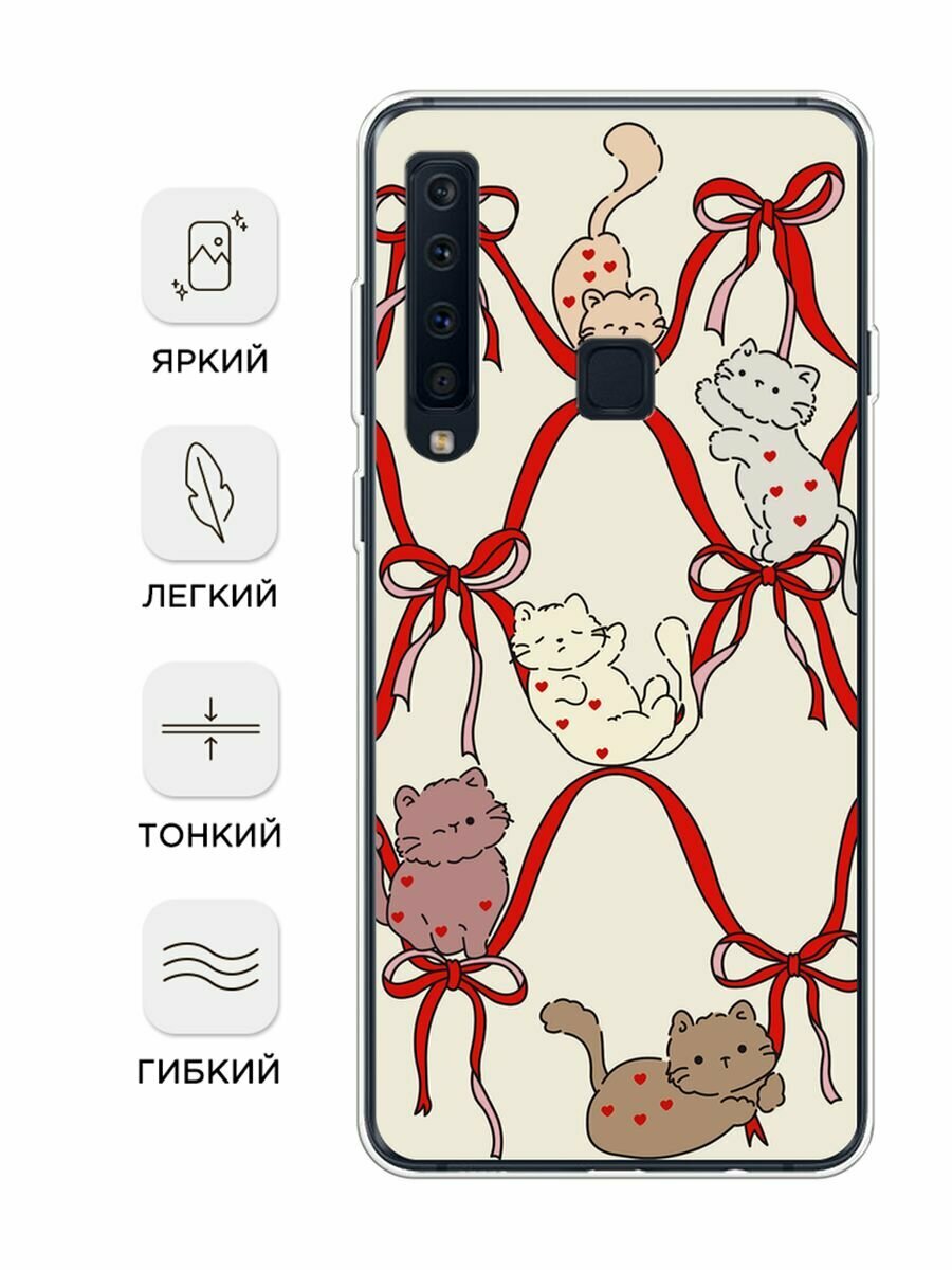 Чехол на Samsung Galaxy A9 2018 / Самсунг Галакси А9 2018 с принтом "Котики в ленточках 1" — фото 1