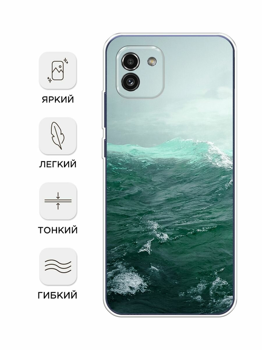 Чехол на Samsung Galaxy A03 / Самсунг Галакси А03 с принтом "Волны 12" — фото 1