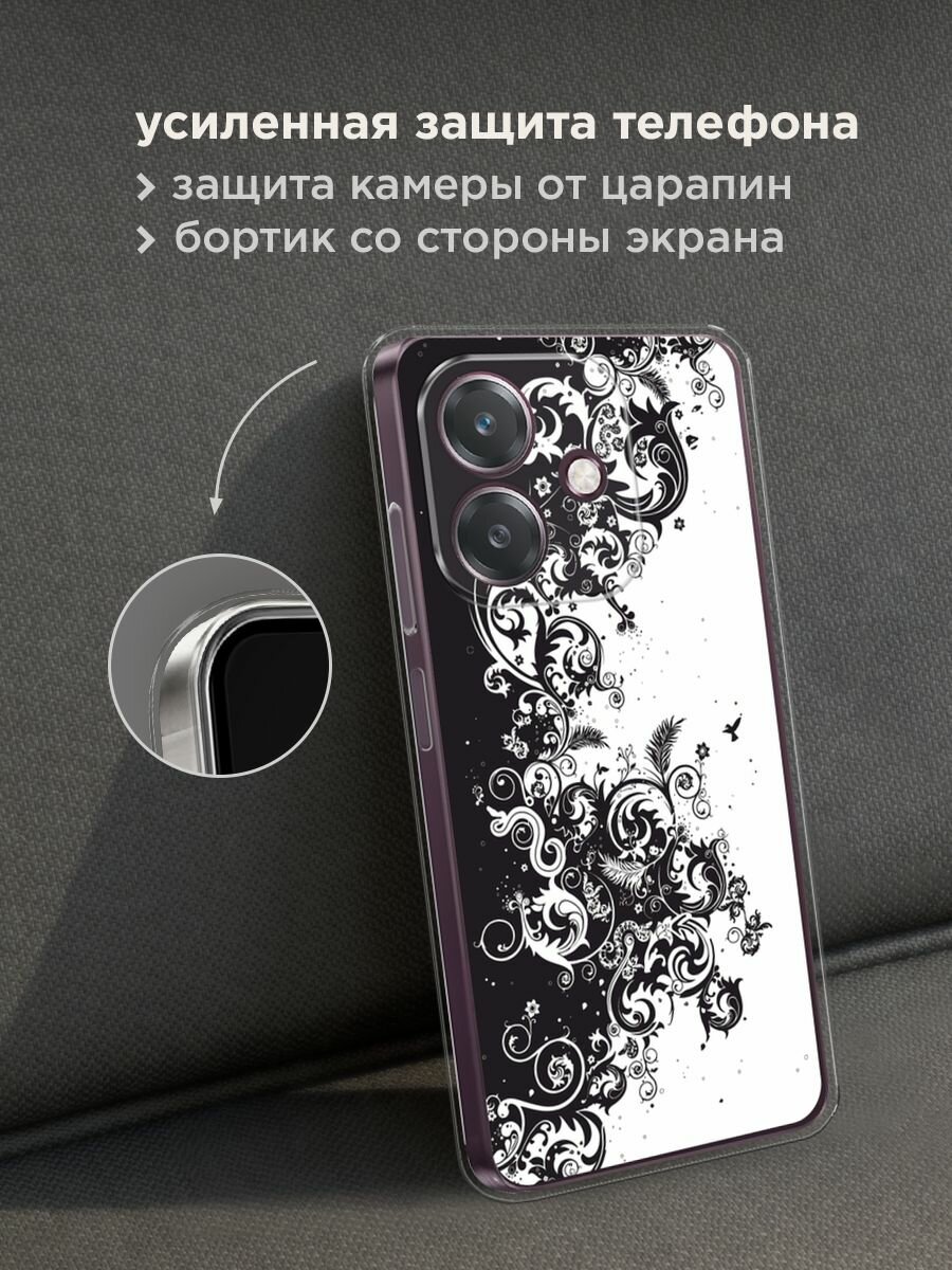 Чехол на Oppo A3/A3x / Оппо А3/A3x с принтом "Черно белый узор" — фото 1