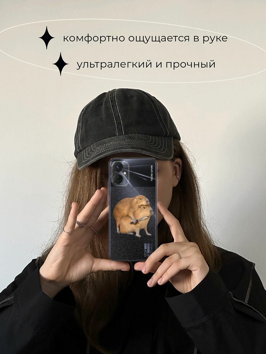 Чехол на Tecno Spark 9 Pro / Техно Спарк 9 Про с принтом "Капибара с ножом", прозрачный — фото 1