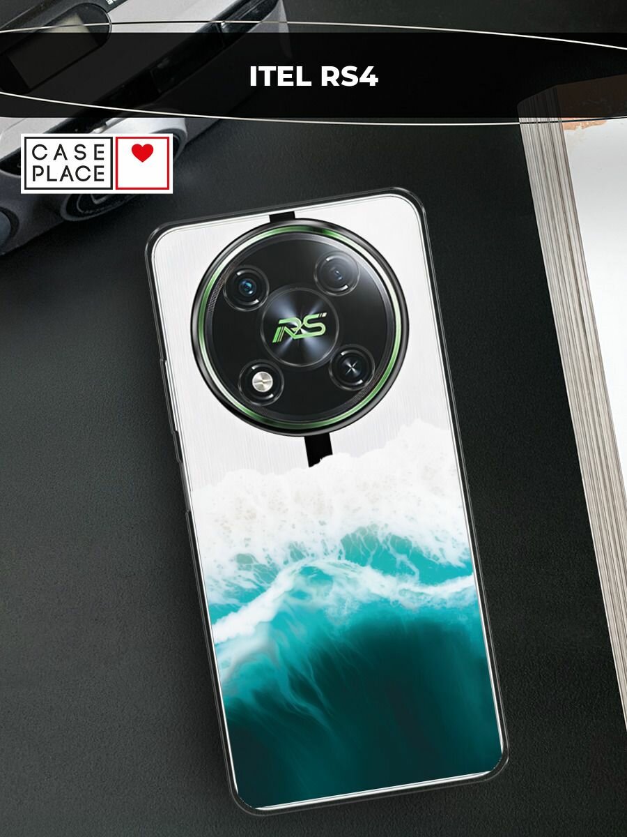 Чехол на Itel RS4 / Ител РС4 с принтом "Большая волна", прозрачный