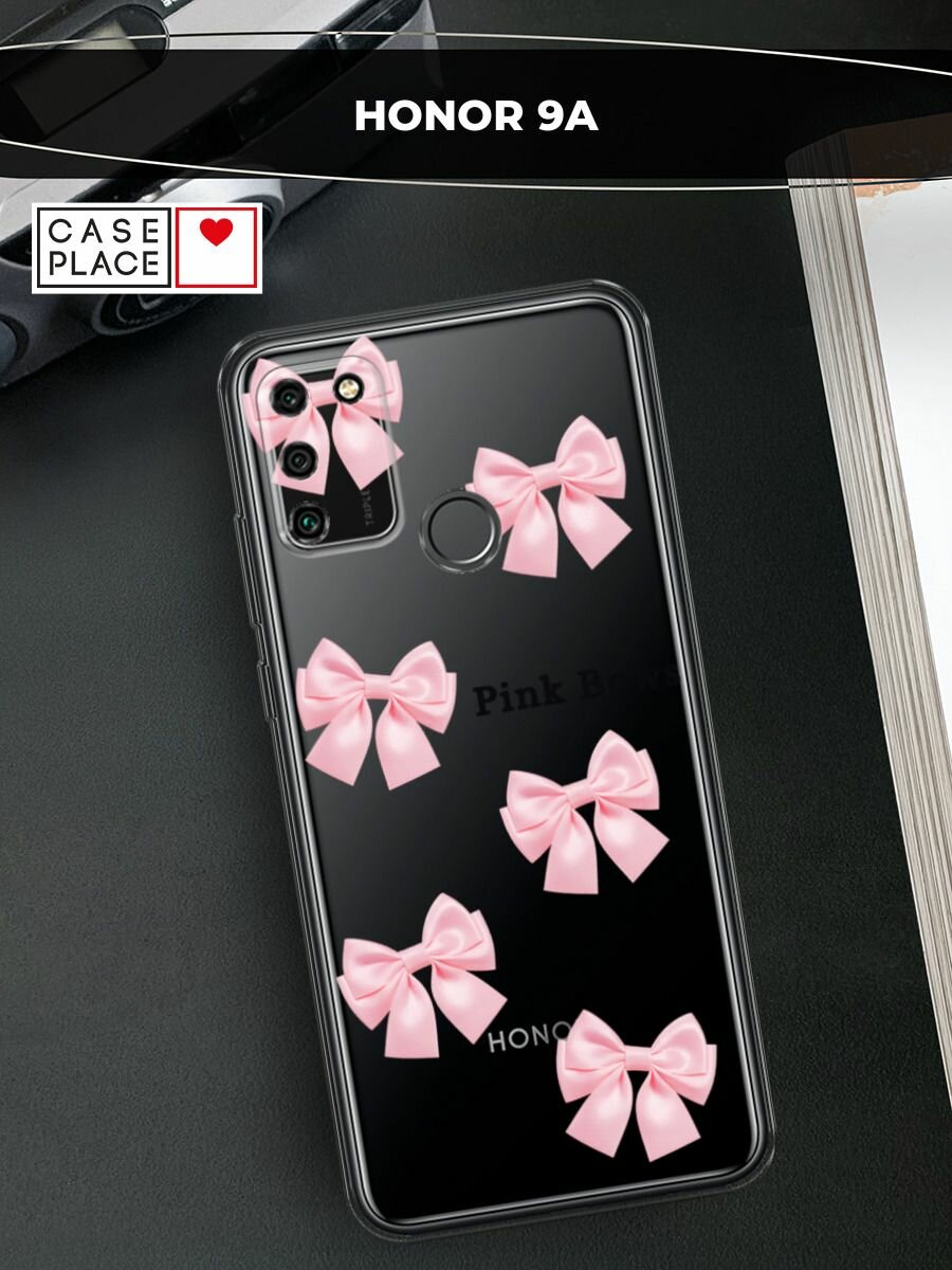 Чехол на Honor 9A / Хонор 9А с принтом "Pink Bows", прозрачный