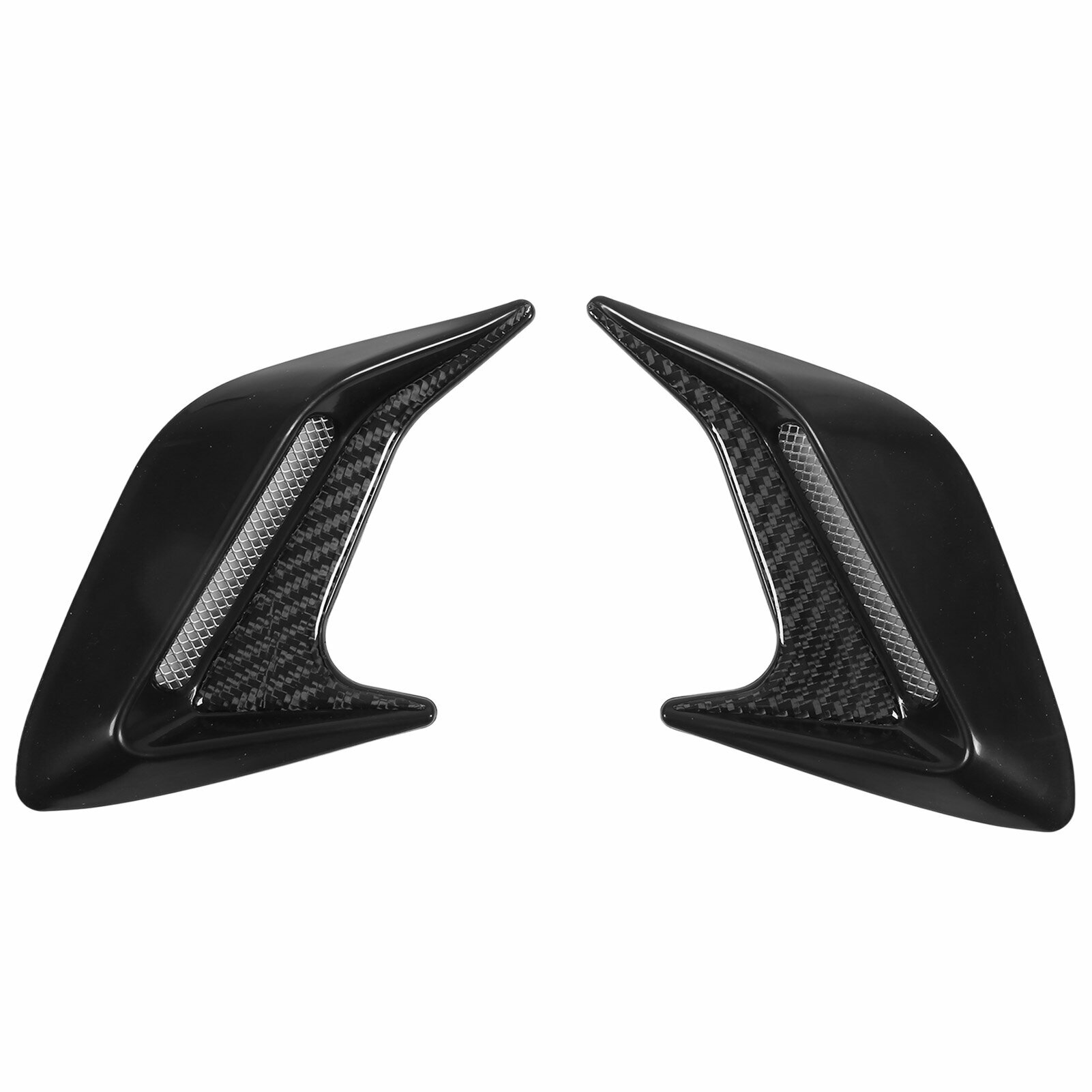 Пара Боковых Вентиляционных Решеток Капота Декоративная Крышка Самоклеящаяся Снаружи Слева Справа Универсальная Черная