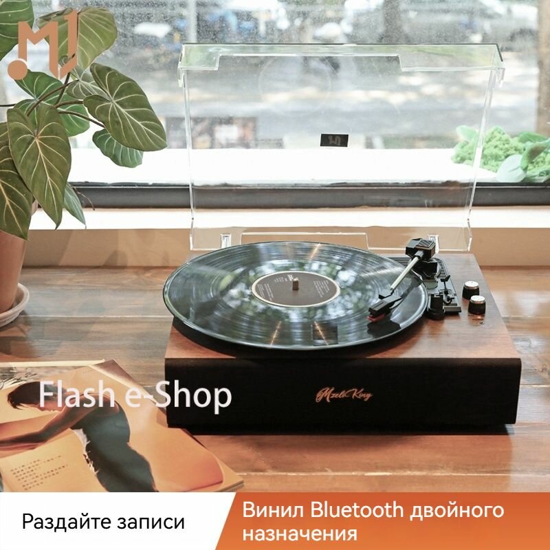MzeliKing T03 Проигрыватель виниловых пластинок Bluetooth два динамика ретро-дизайн с пылезащитным чехлом