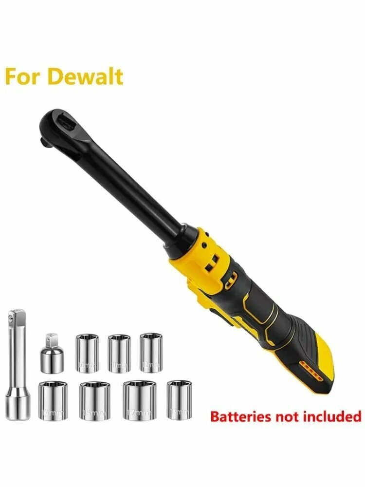 Длинный электрический ключ-трещотка, совместимый с аккумуляторами Dewalt 20 В, со встроенной светодиодной подсветкой