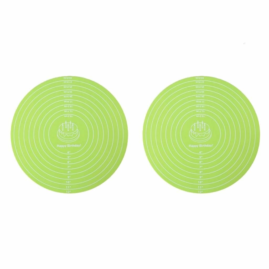 Набор из 2 термостойких силиконовых досок для раскатки теста для хлеба, пиццы, печенья, Зеленый