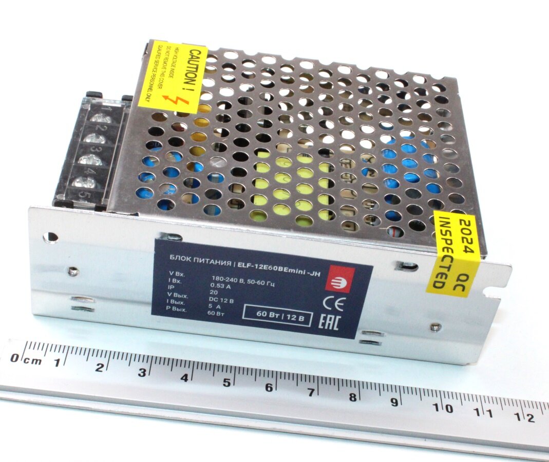 12V, 60W, 5A, 198-242VAC ELF-12E60BEmini, Модуль питания сетевой (блок питания с винтами), ELF