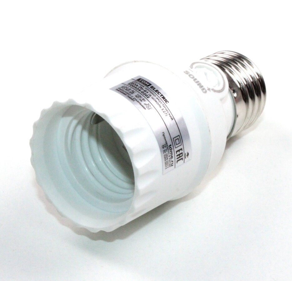 Датчик оптико-акустический TDM ДОА-Пт-01 Е27 230В 100Вт 30сек 40лк 50-80дБ IP20 SQ0324-0202