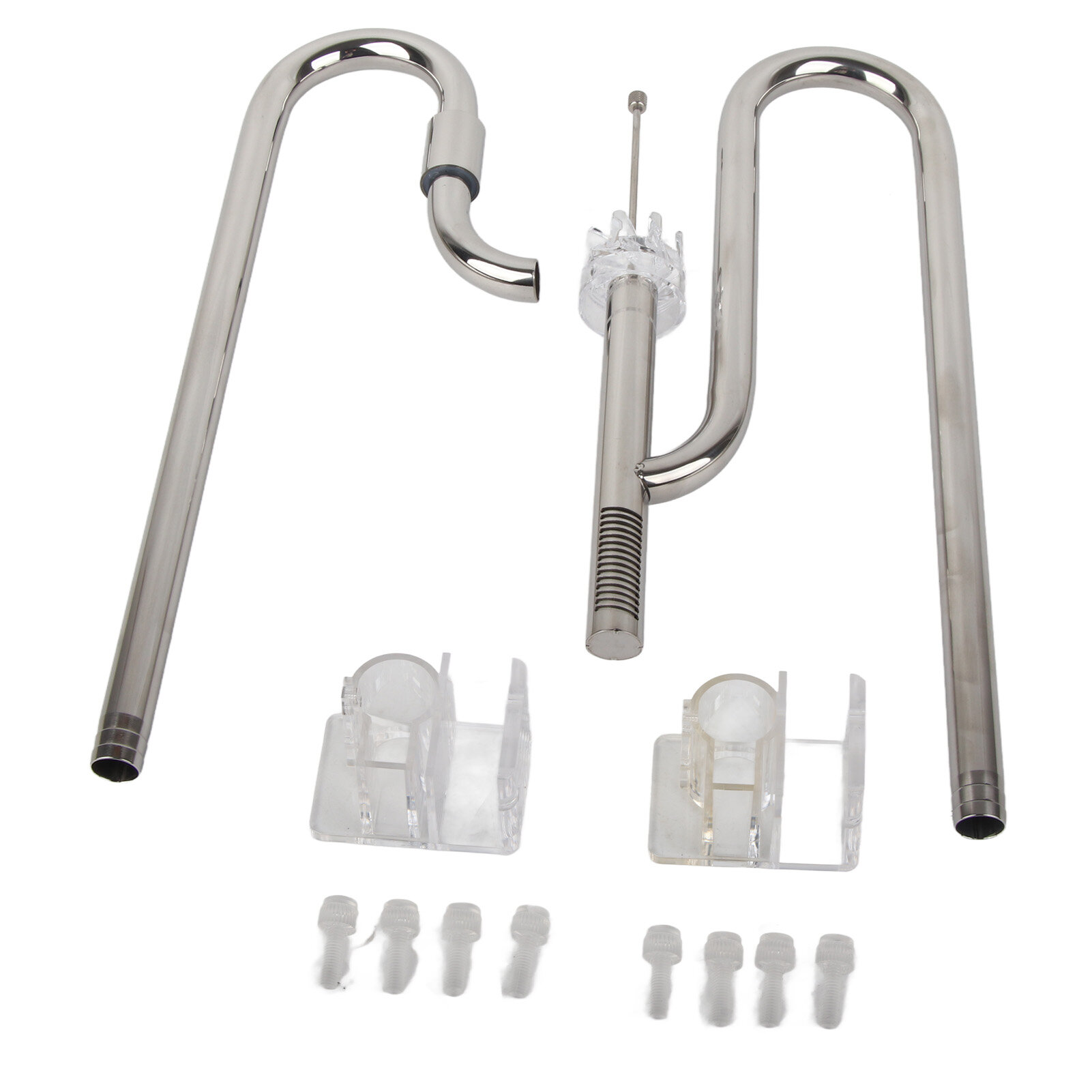 Комплект входных и выходных труб из нержавеющей стали, регулирующий поток воды, металлический скиммер типа «лилия» с двумя акриловыми держателями 16 мм/0,63 дюйма.