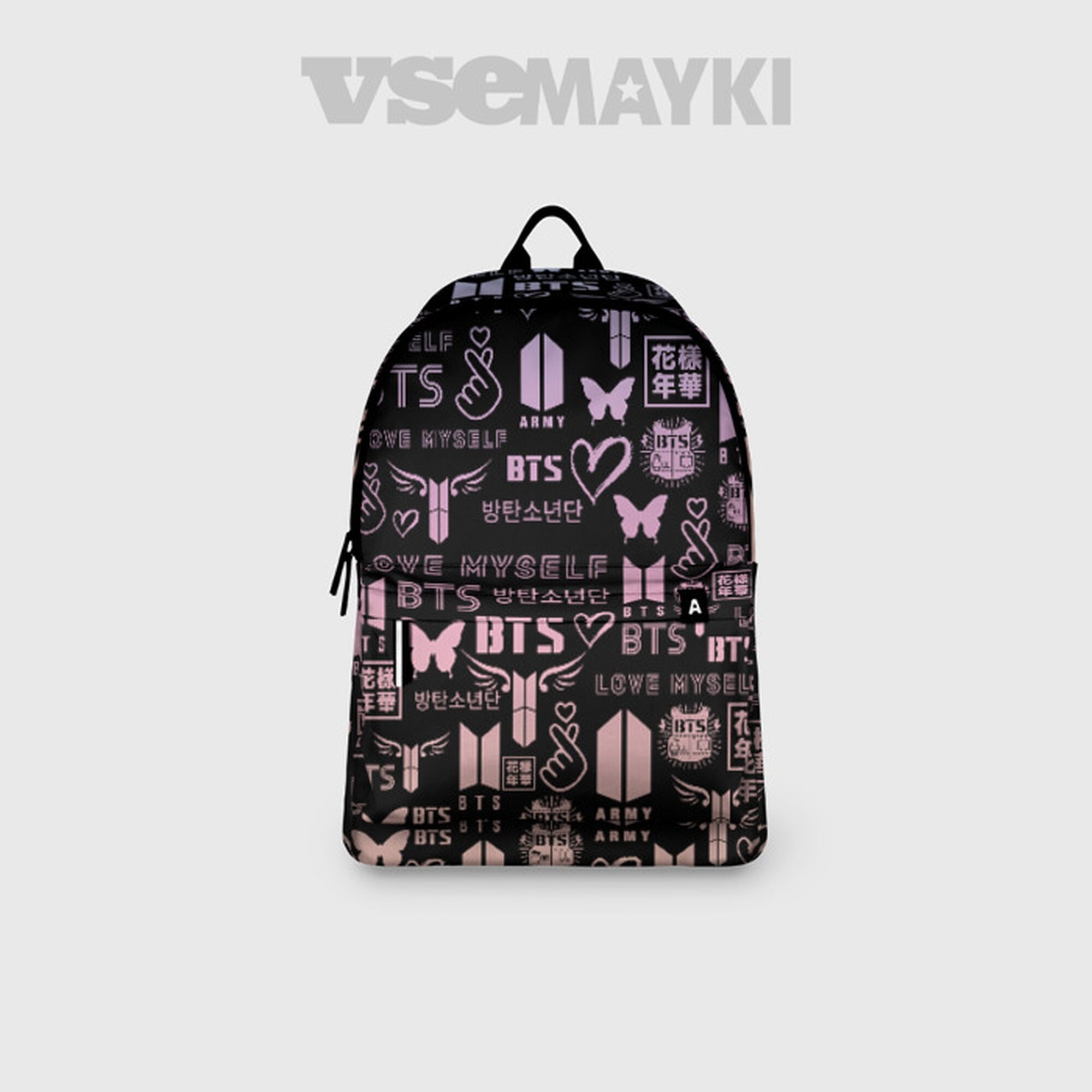 Рюкзак VseMayki с принтом BTS logobombing, унисекс, One size, белый
