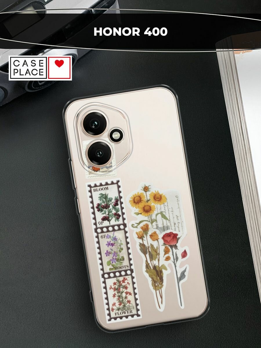 Силиконовый чехол на Honor 400 / Хонор 400 с принтом Марки с цветами