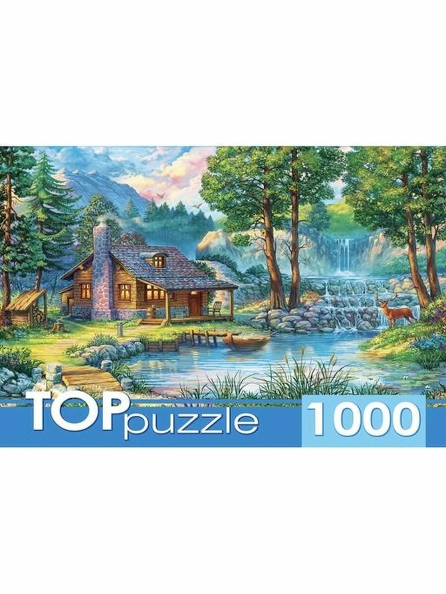 Пазл 1000 элементов Рыжий кот TOPpuzzle "Домик у лесного пруда". Пазл для детей и взрослых. ХТП1000-2166