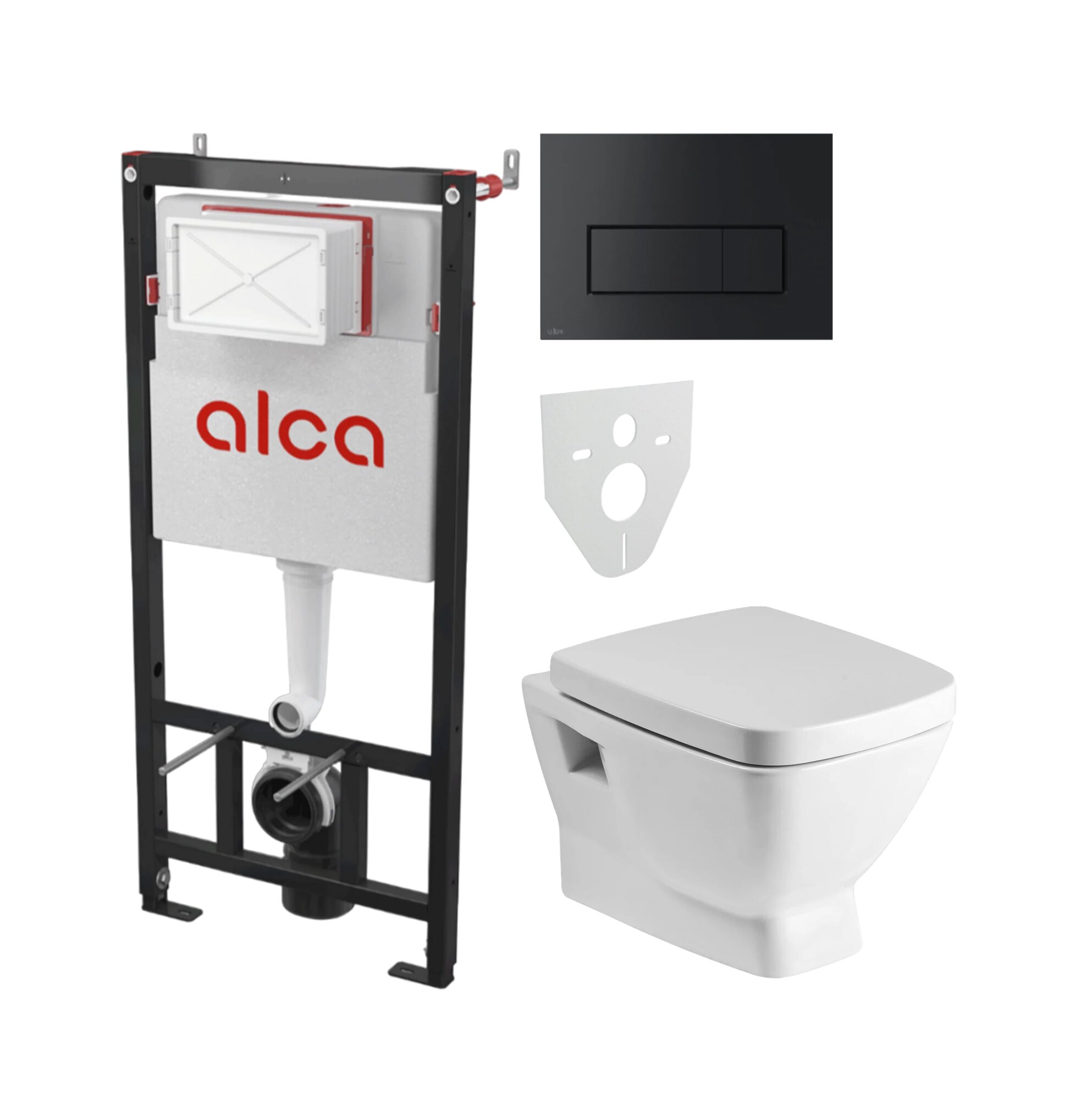 Комплект 2 в 1 Унитаз подвесной Santek Нео 1WH302423 / Инсталляция с кнопкой AlcaPlast AM101/1120-4:1 RU M578-0001 цвет черный