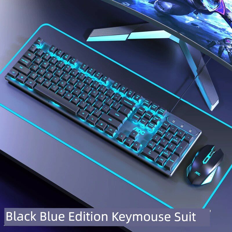 Комплект клавиатуры и мыши TPV AOC KB121, проводной, с механическим ощущением, для игр и офиса, с подсветкой,