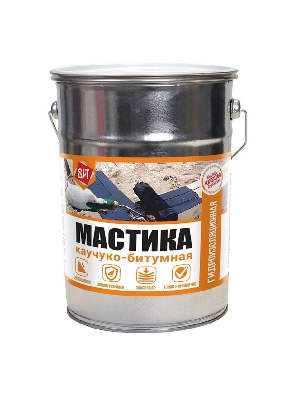 Мастика битумно-каучуковая ВИТ 15 кг, гидроизоляционная, Россия, 58102