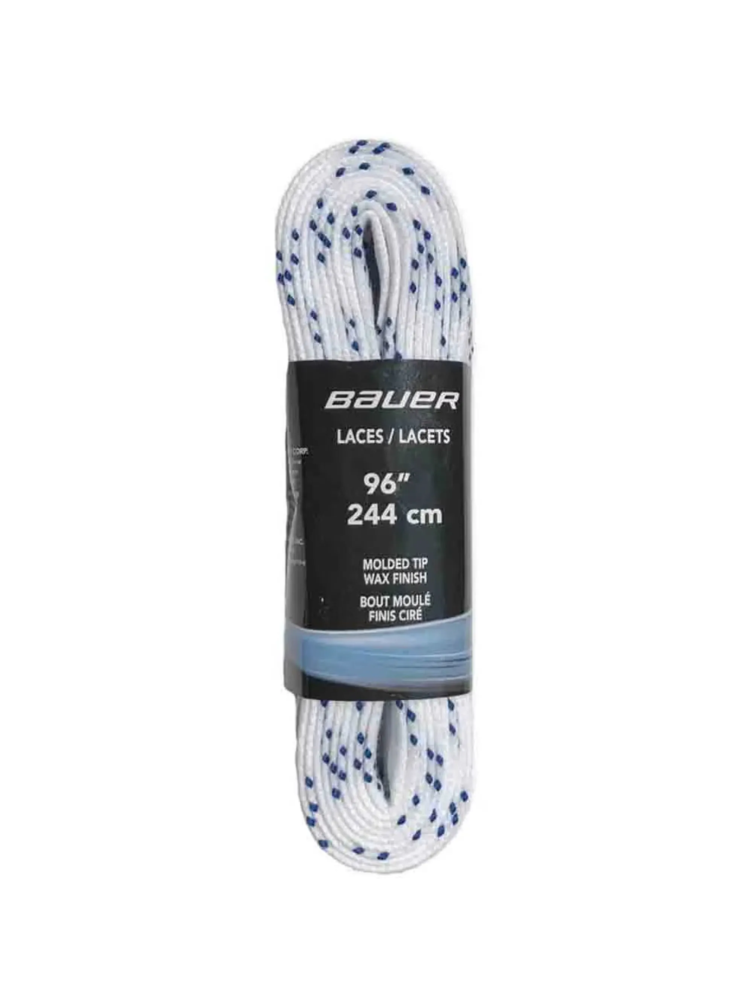 Шнурки хоккейные Bauer "Waxed" White, размер 96", белые, с пропиткой