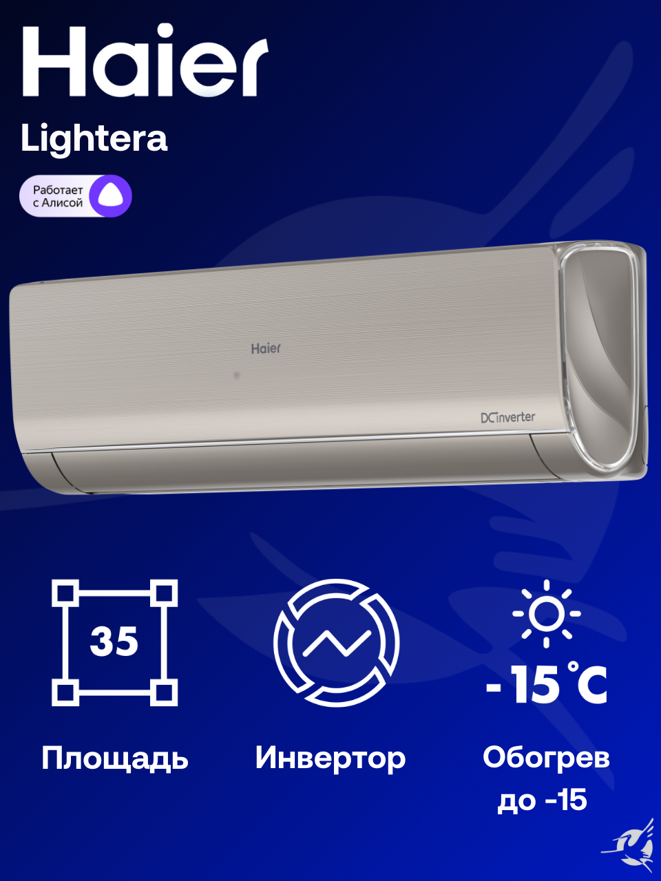 Инверторная сплит-система Haier Lightera AS12NS6ERA-G / 1U12BS3ERA с Wi-Fi модулем ESP32 на 35 м²