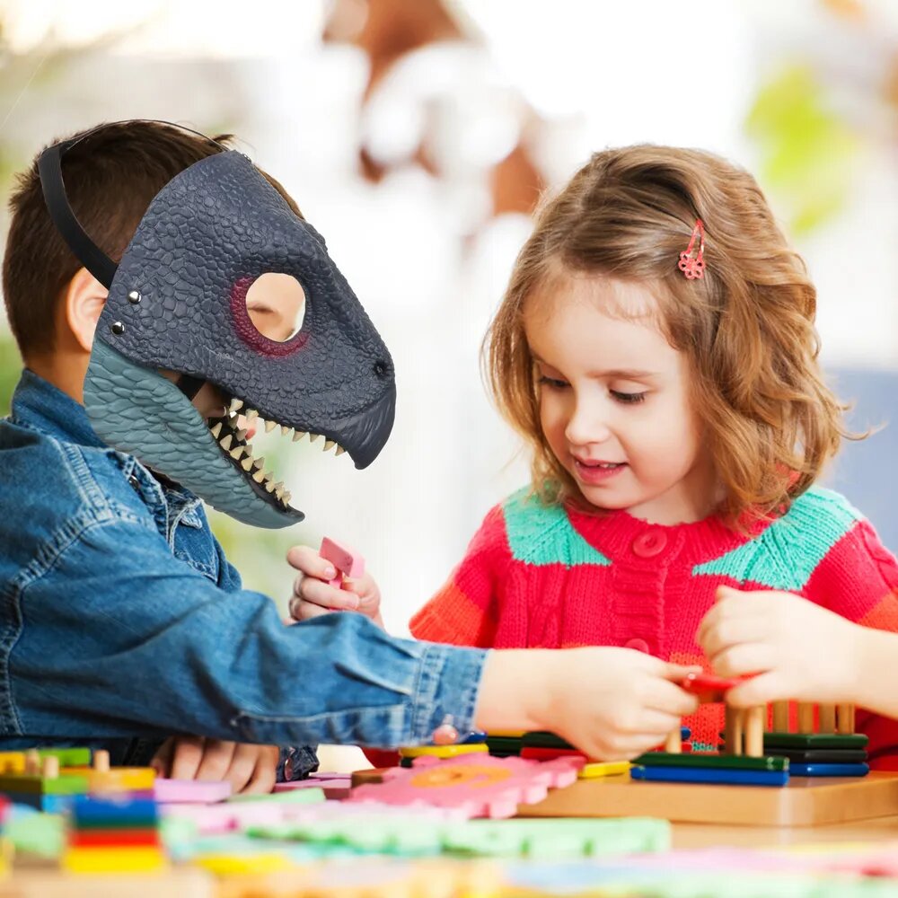 Маска динозавра Теропод для Хэллоуина с движущейся челюстью