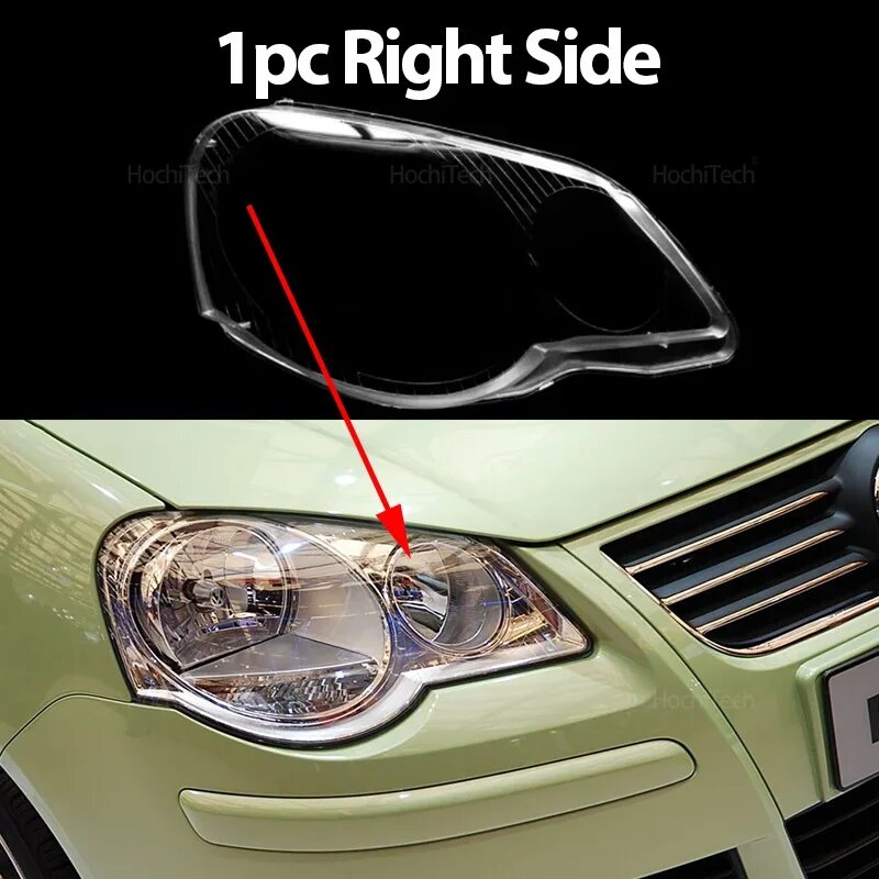 Крышка фары правая для VW Polo MK4 2006-2010, прозрачная