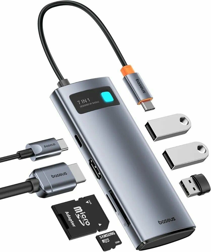 Baseus 7 в 1 поколении 2 концентратор USB C 4K@60 Гц HDMI 3* USB 3.0 PD 100 Вт Тип C