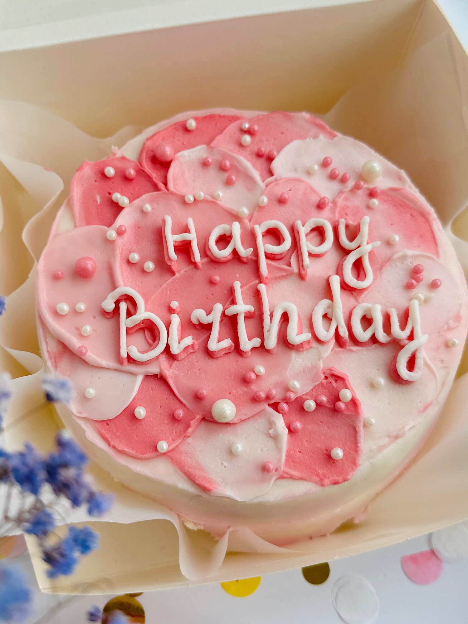 Торт бенто для девушки, дочки, сестры Розовый , на день рождения , клубничный, 650 грамм