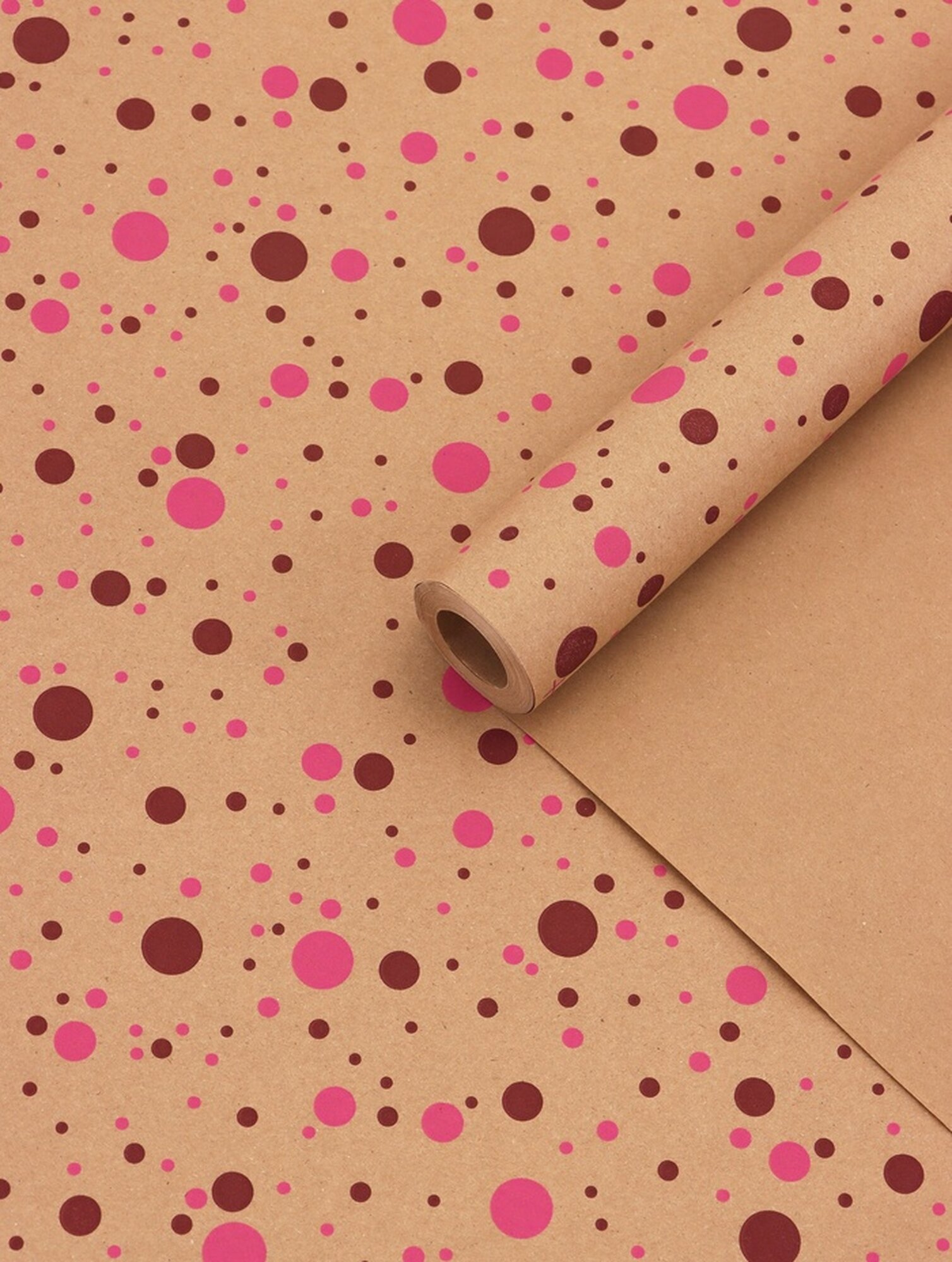 Крафт бумага "Конфетти" розовый/бордовый цв. на коричневом фоне 0,72 х 10 ±5% м, 60 гр 10954543