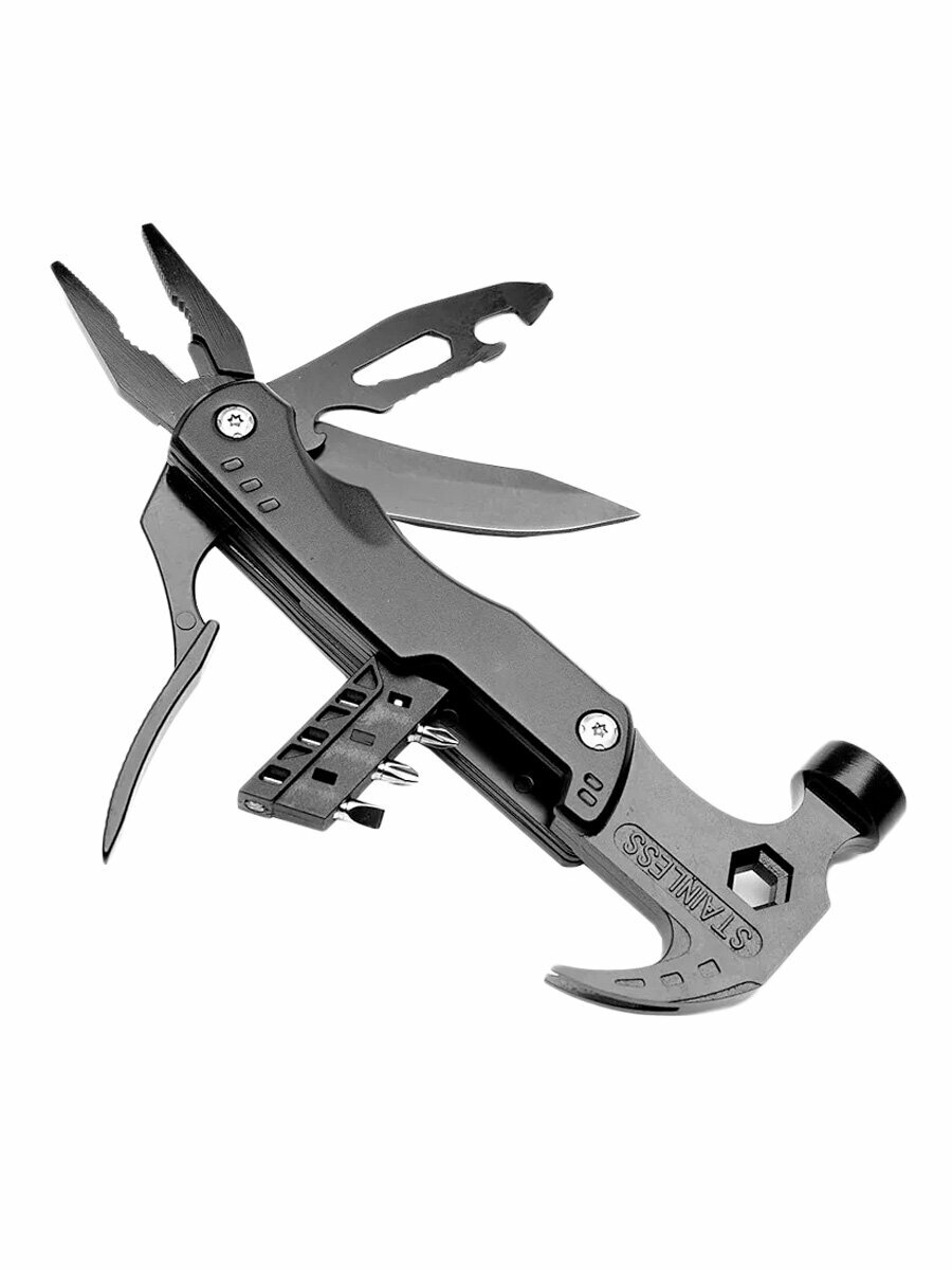 Мультитул SUNTEK Multitool Hammer With Pliers Black (017F), 14 инструментов