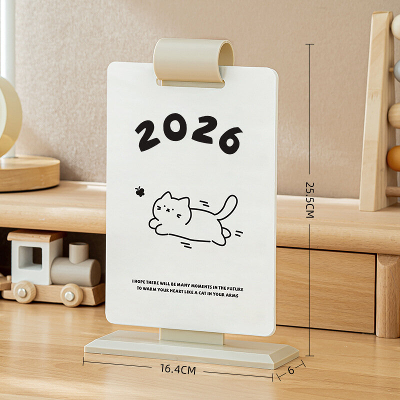 Календарь на стол Cute Cat, культурный и творческий проект, 2026 год, год змеи, высококачественный студенческий календарь с мультяшным дизайном, небольшой декор