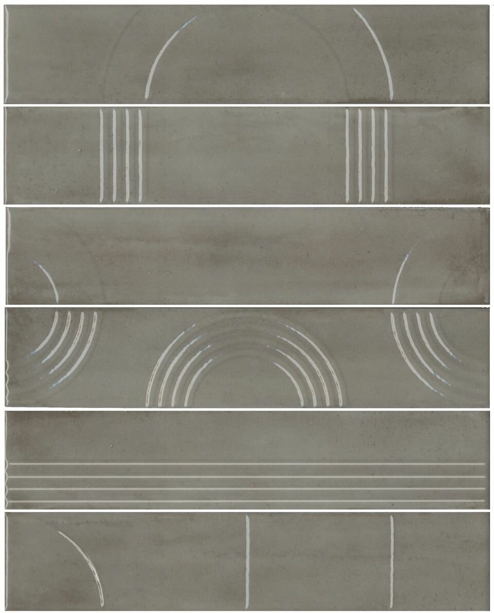 KERAMA MARAZZI Плитка Мажорель серый из 6 частей глянц 36x28,5 10 мм арт. KMP3STA004RN6X (цена за 1 шт)