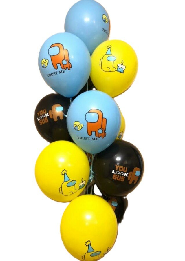 Шарики гелиевые космонавты Амонг / Шары на день космонавтики 11шт