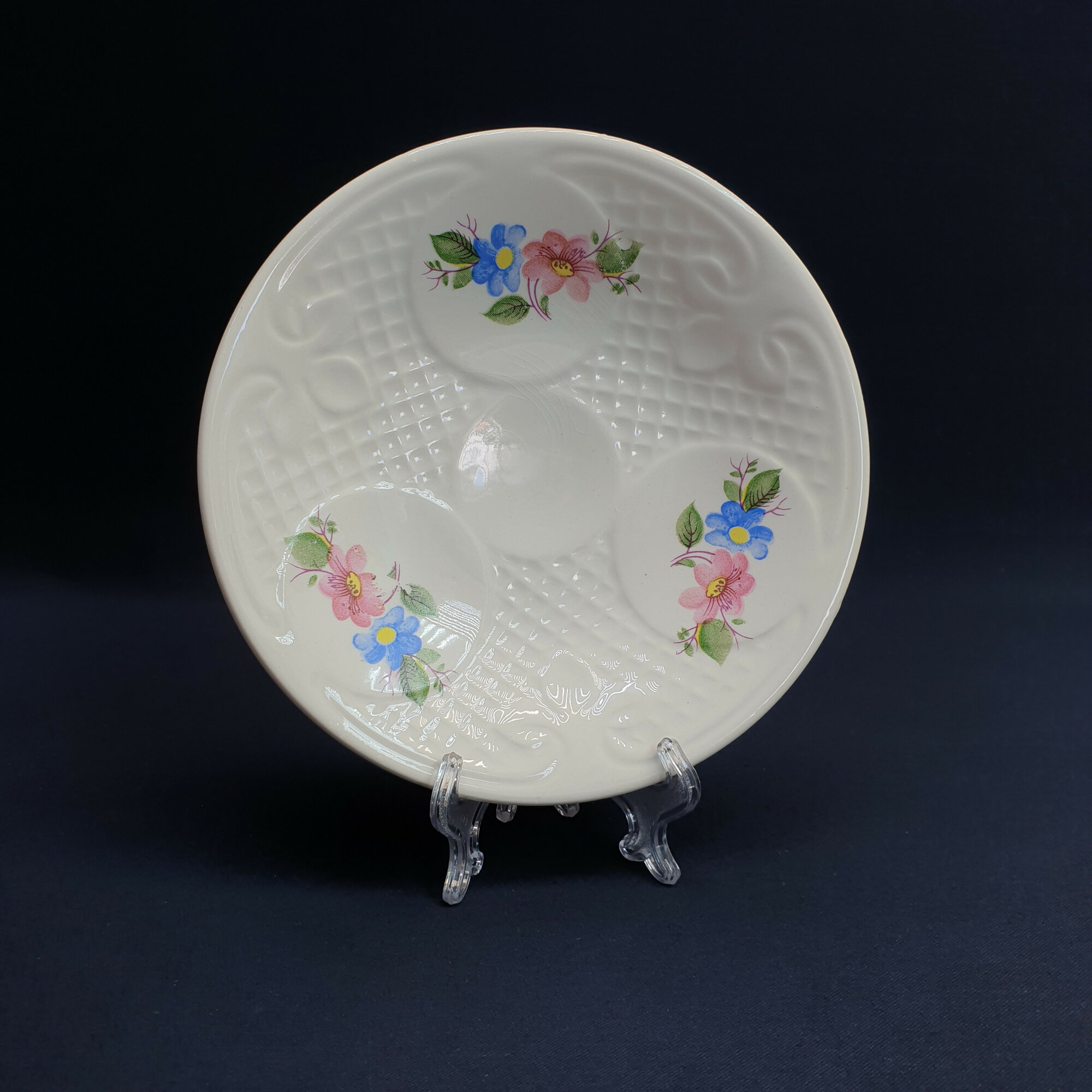 Десертная тарелка Конаково, фаянс деколь 17 см, кракелюр, винитаж СССР