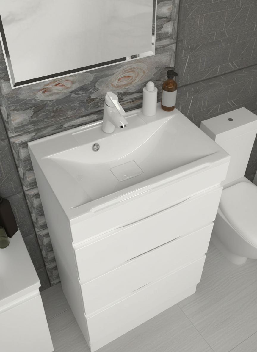 Раковина для ванной полувстраиваемая Uperwood Elen, 70 см, с декоративной накладкой, белая